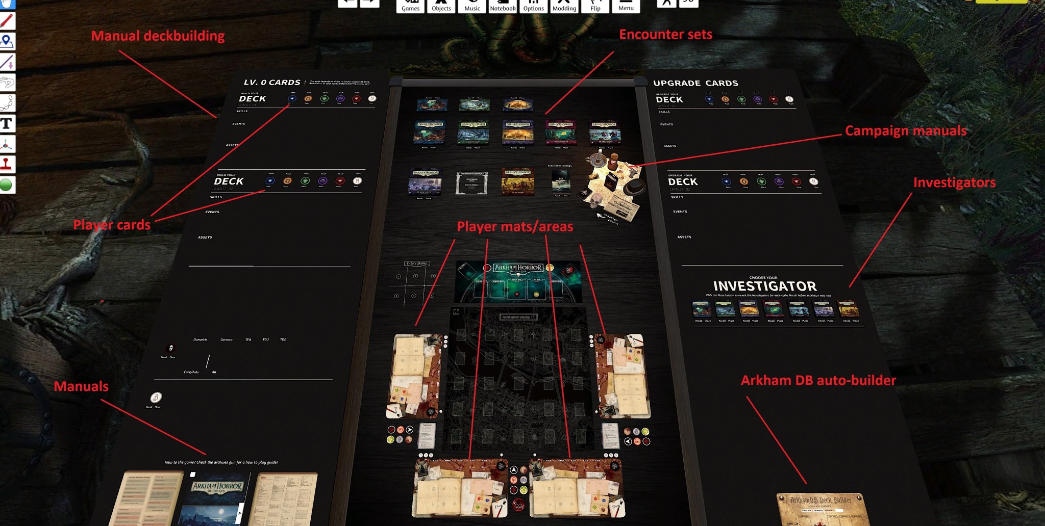 How to play Arkham Horror LCG on Tabletop Simulator (TTS) – Hall of Heroes